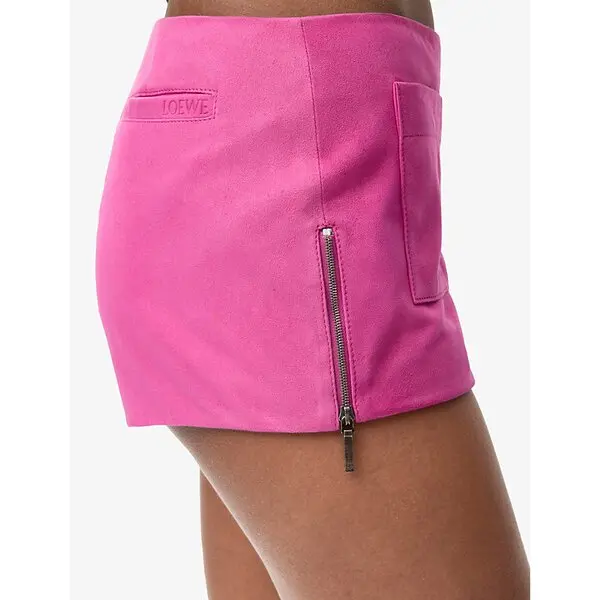 Loewe X Paula's Ibiza Side-zip Suede Mini Shorts