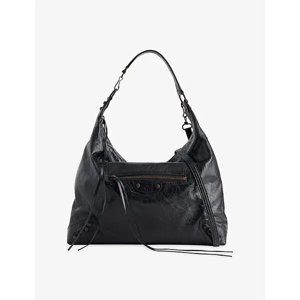 Balenciaga Le City Medium Hobo Leather Shoulder Bag - Black