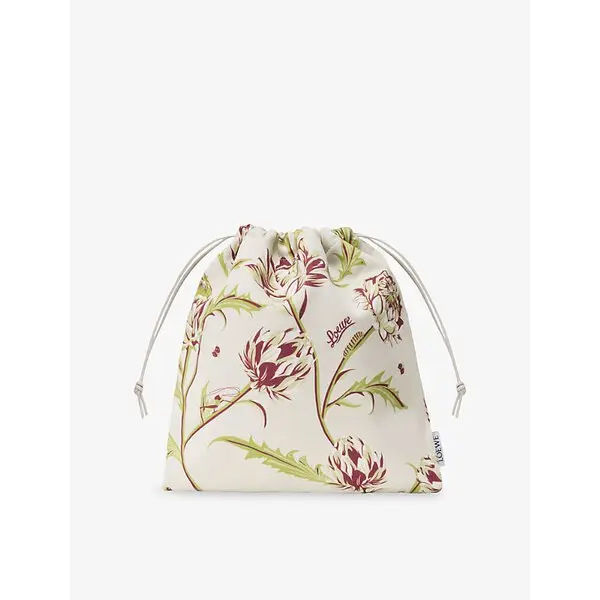 Loewe X Paula's Ibiza Artichoke Small Canvas Drawstring Pouch - Soft White