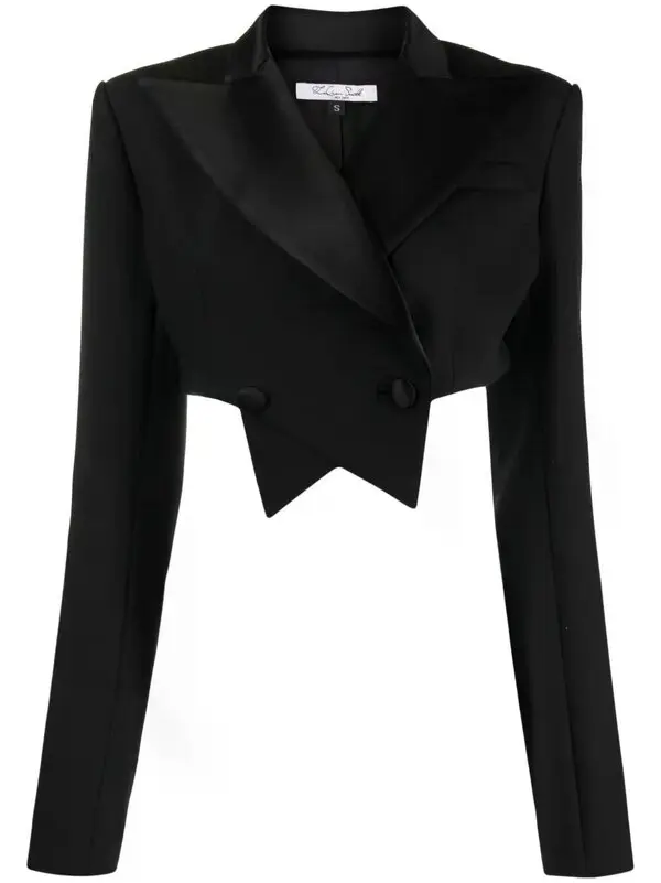 LAQUAN SMITH Double-breasted Cropped Blazer - Black
