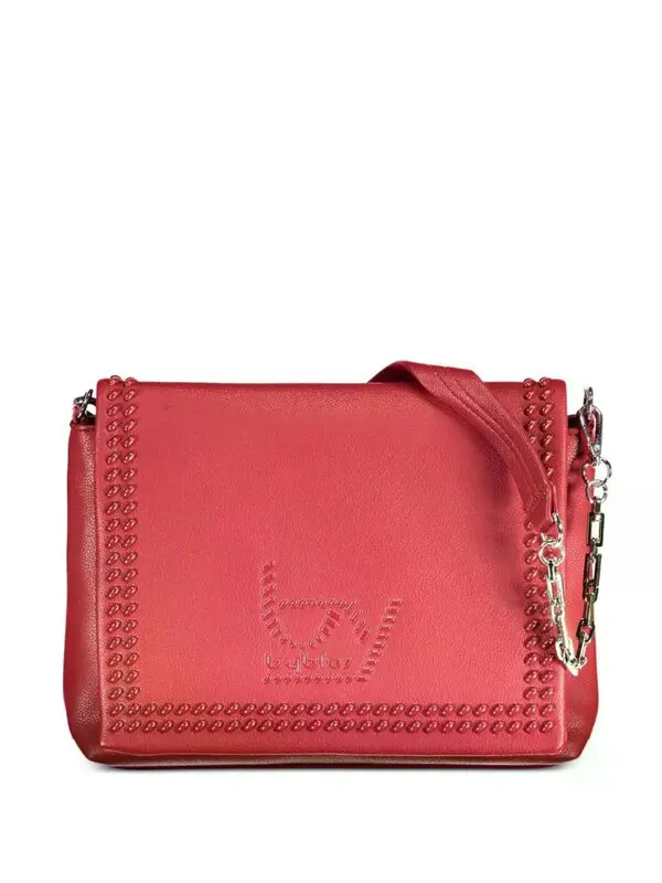 Byblos Embossed-logo Shoulder Bag With Stud Embellishments - Red