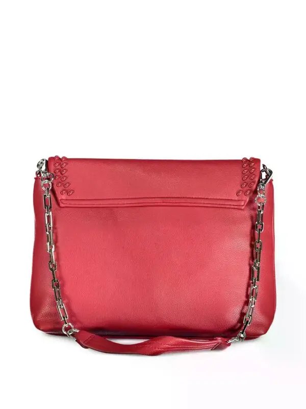 Byblos Embossed-logo Shoulder Bag With Stud Embellishments - Red