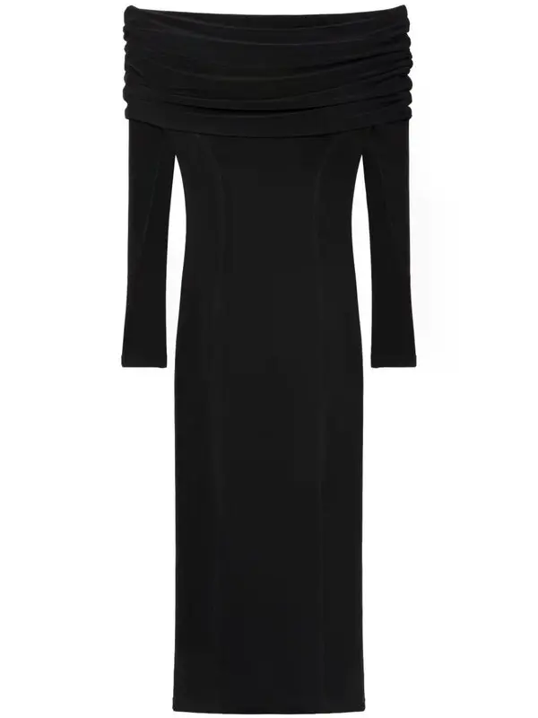 AZ FACTORY X Lutz Huelle Fatna Off-shoulder Long-sleeve Midi Dress - Black