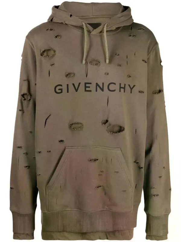 Givenchy Logo-print Distressed-effect Hoodie