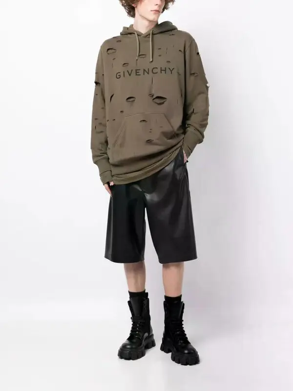Givenchy Logo-print Distressed-effect Hoodie