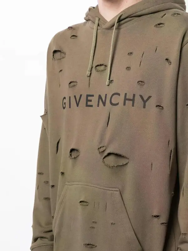 Givenchy Logo-print Distressed-effect Hoodie
