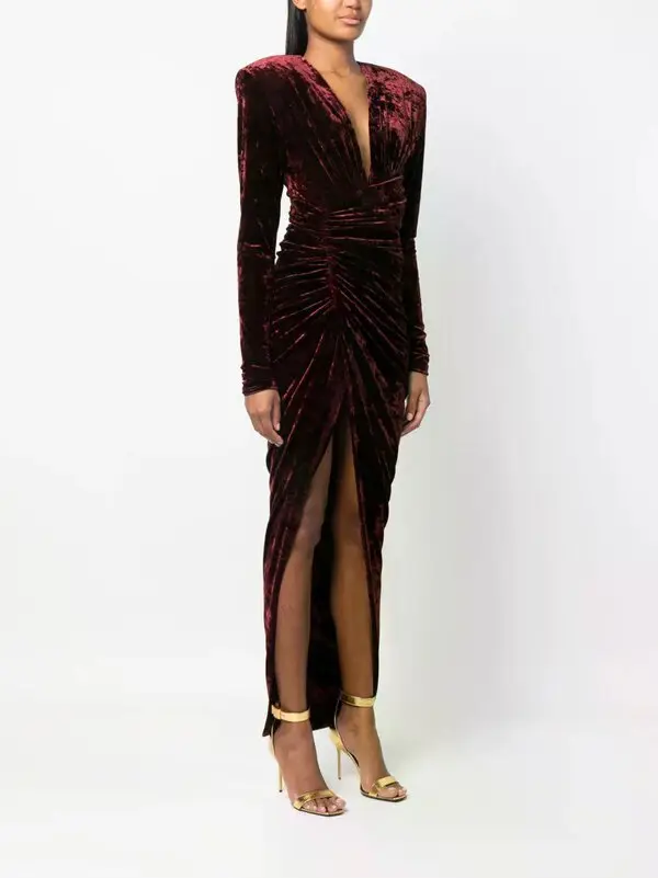 Alexandre Vauthier Draped Asymmetric Velour Dress