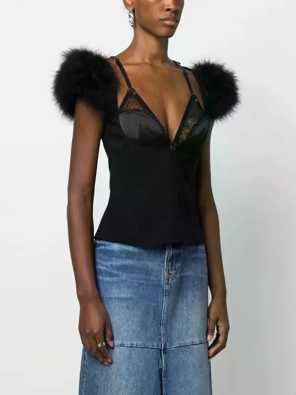 Dsquared2 Feather-trim Bustier Top