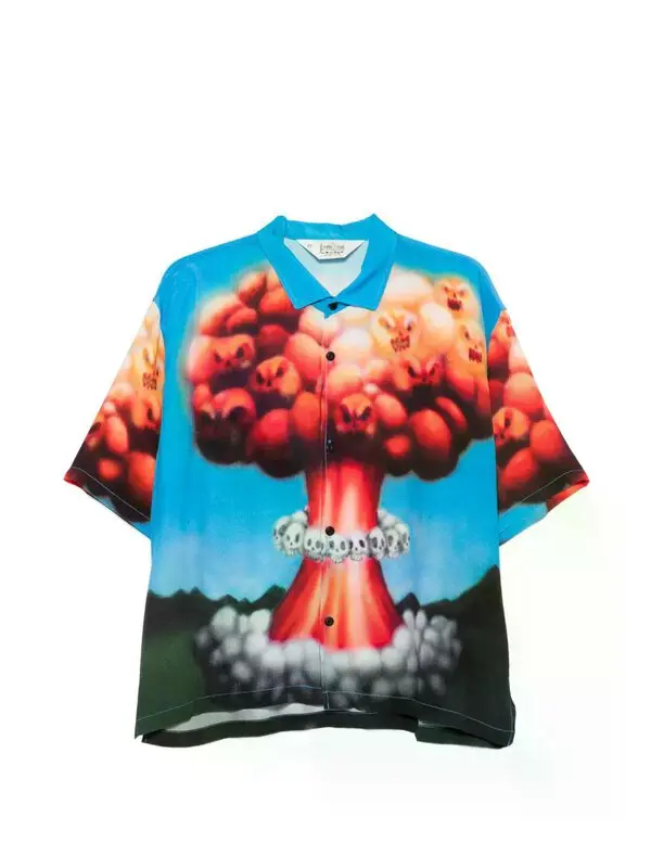 BRAIN DEAD Graphic-print Short-sleeve Shirt - Blue