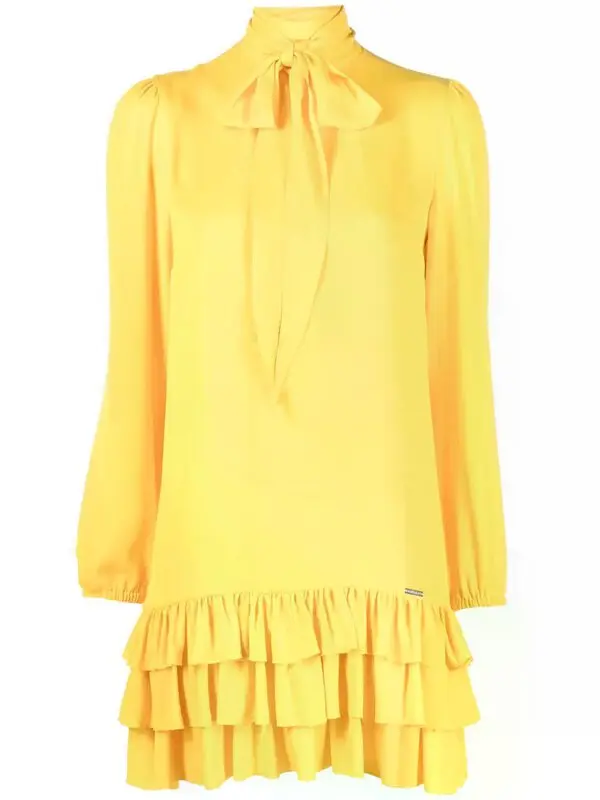 Dsquared2 Ruffle-trim Minidress With Pussy-bow