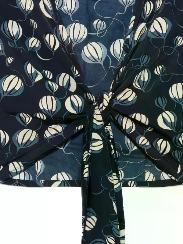 SIYU Balloon-print Tie-front Blouse