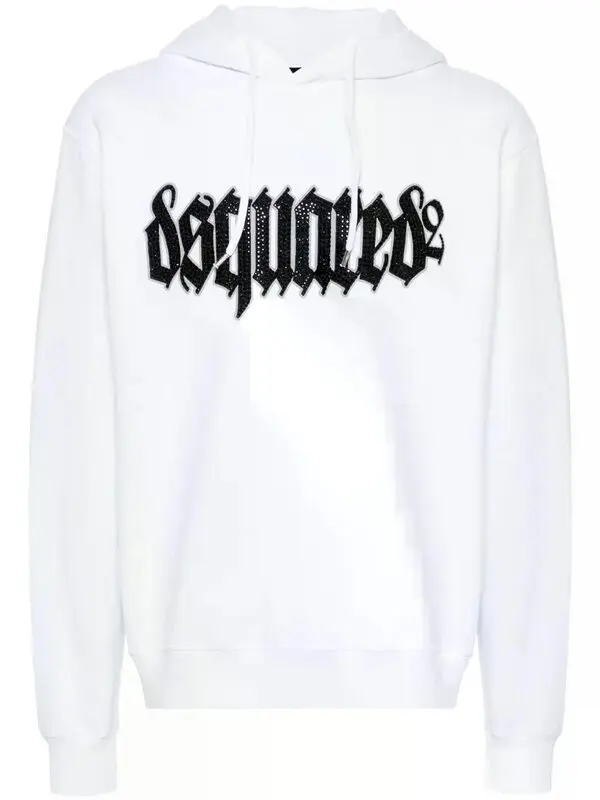 Dsquared2 Cotton Hoodie With Logo Appliqu - White