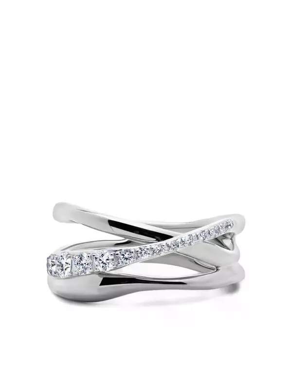 Monica Vinader Pavé Diamond Crossover Ring - Silver
