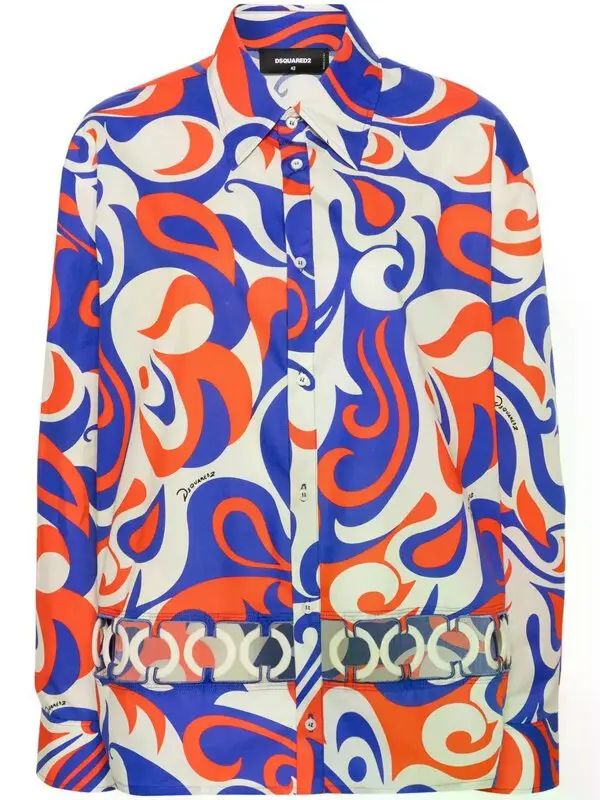Dsquared2 Cut-out Detail Cotton Shirt - Blue