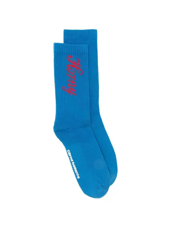 CARNE BOLLENTE Logo-print Socks - Blue