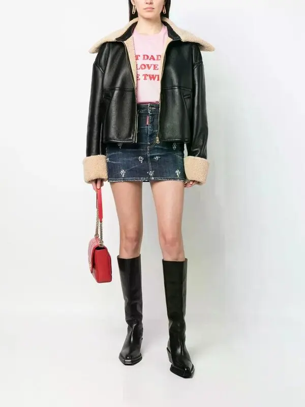 Dsquared2 Crystal-embellished Denim Mini Skirt
