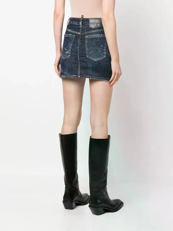 Dsquared2 Crystal-embellished Denim Mini Skirt