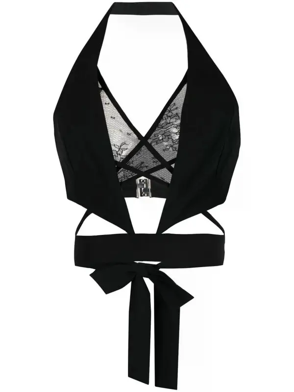 Dsquared2 Halterneck Cut-out Crop Top - Black