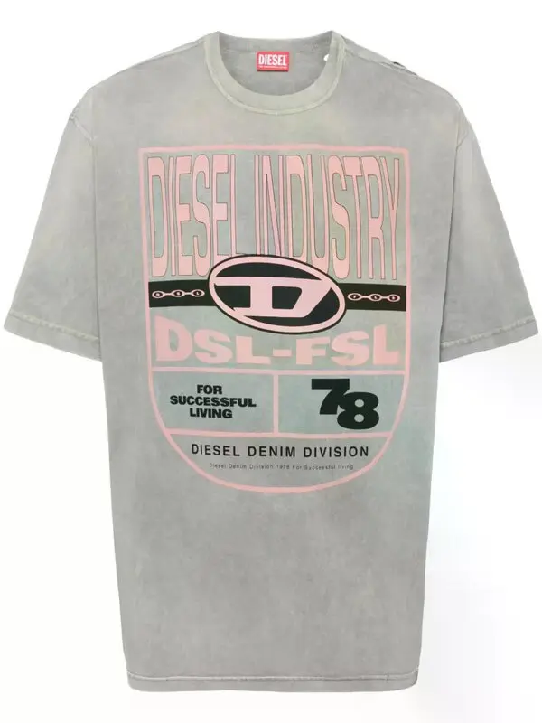 DIESEL® Logo-print Cotton T-shirt - Grey