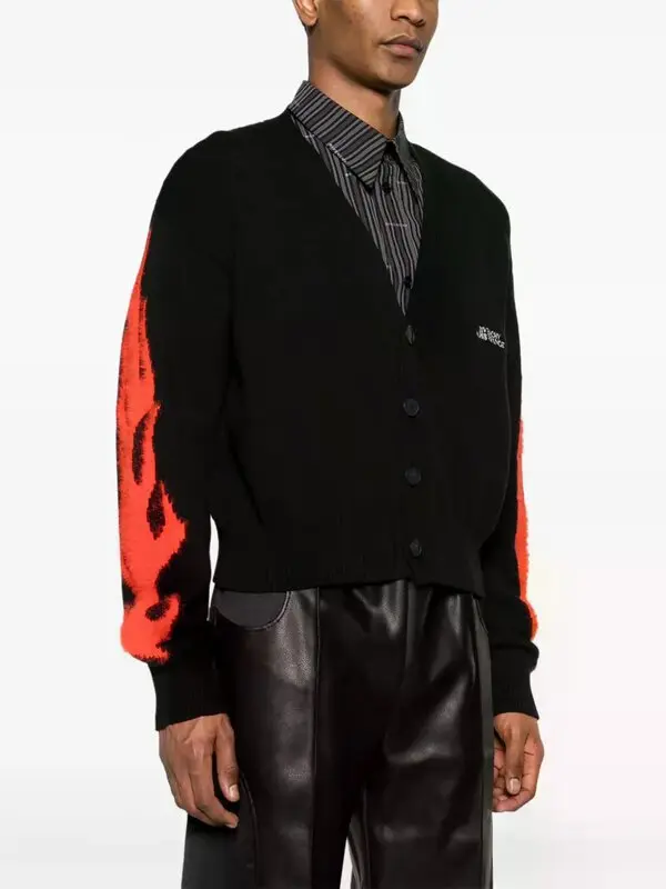 Givenchy Flame-intarsia Logo-embroidered Cardigan