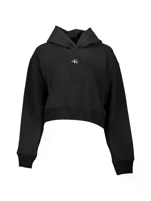 Calvin Klein Patch Cropped Hoodie - Black
