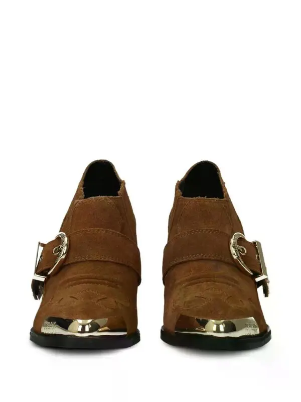 Versace Buckle-strap Suede Ankle Boots