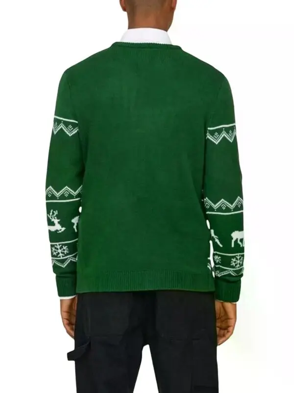 ONLY&SONS|MAN Intarsia-knit Reindeer-motif Sweater