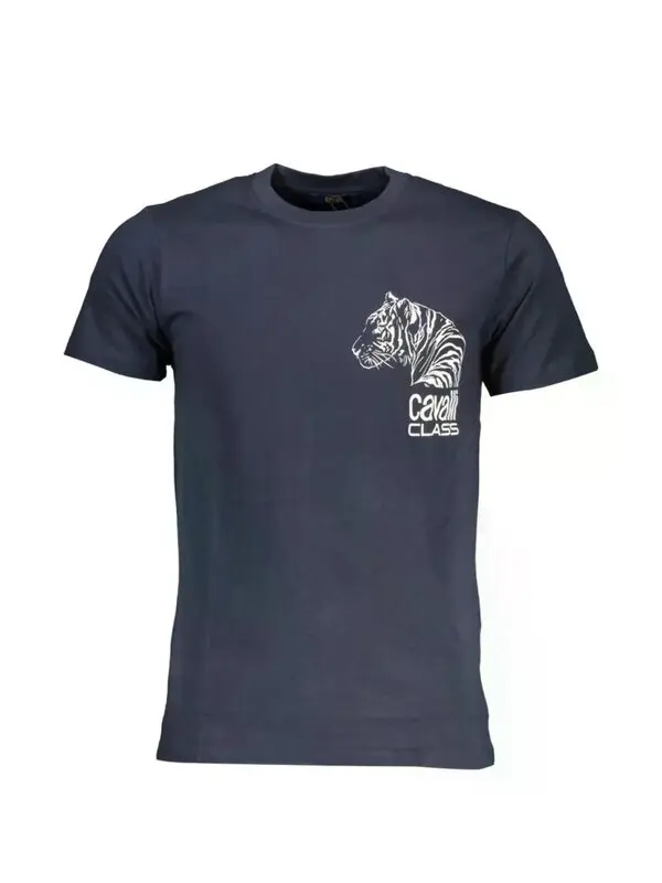 Roberto Cavalli Tiger-print Logo-print T-shirt - Blue