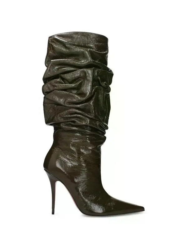 Amina Muaddi Ruched Patent-leather Boots