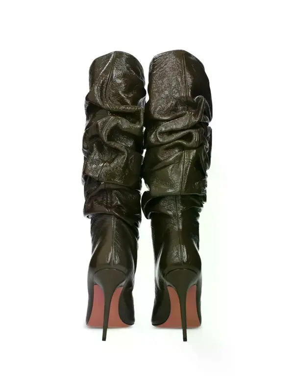 Amina Muaddi Ruched Patent-leather Boots