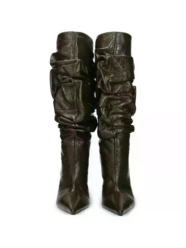 Amina Muaddi Ruched Patent-leather Boots