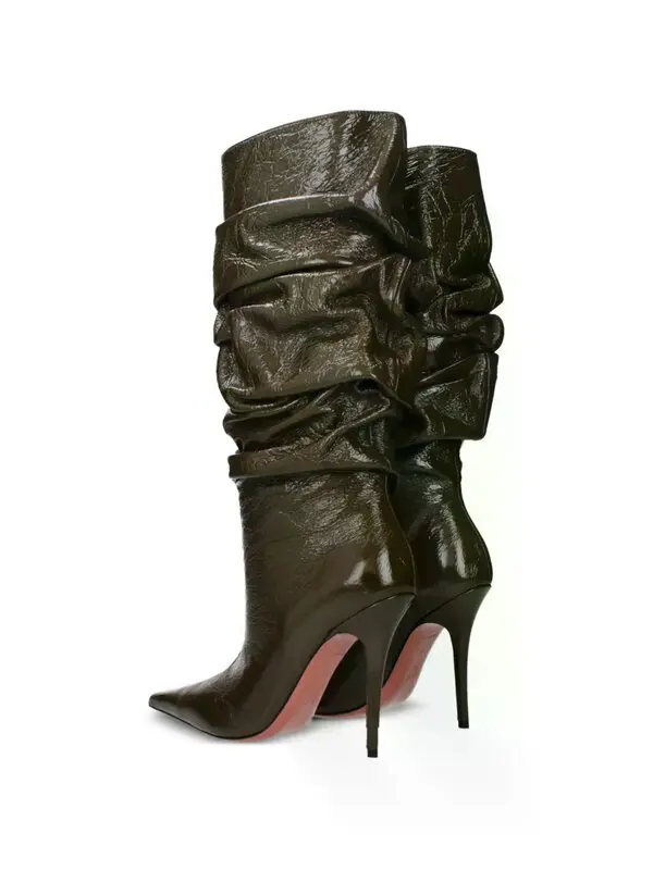 Amina Muaddi Ruched Patent-leather Boots
