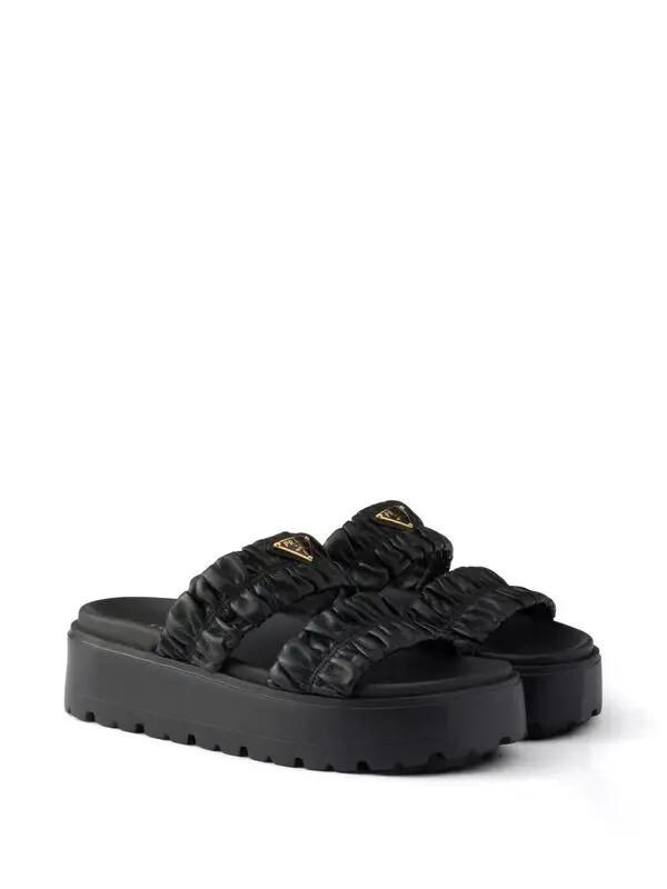 Prada Matelassé Nappa Leather Flatform Slides