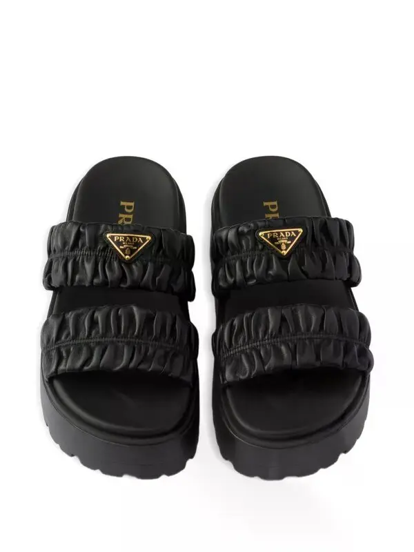 Prada Matelassé Nappa Leather Flatform Slides