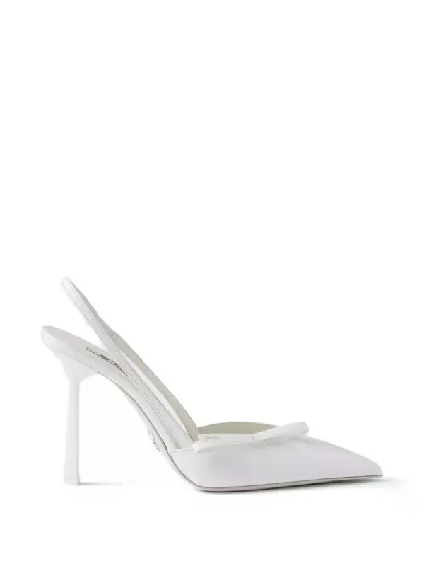 Prada Patent Leather Slingback Pumps With Bow Detailing