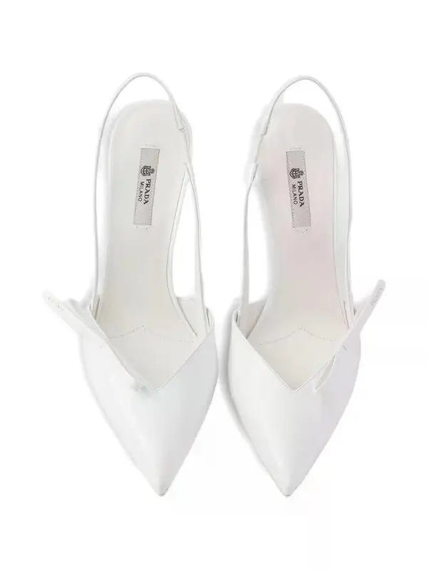 Prada Patent Leather Slingback Pumps With Bow Detailing