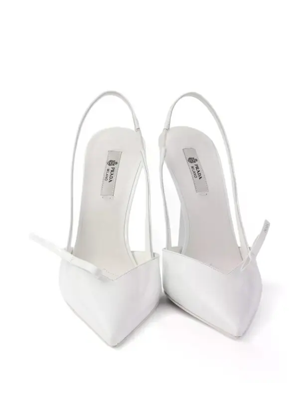 Prada Patent Leather Slingback Pumps With Bow Detailing