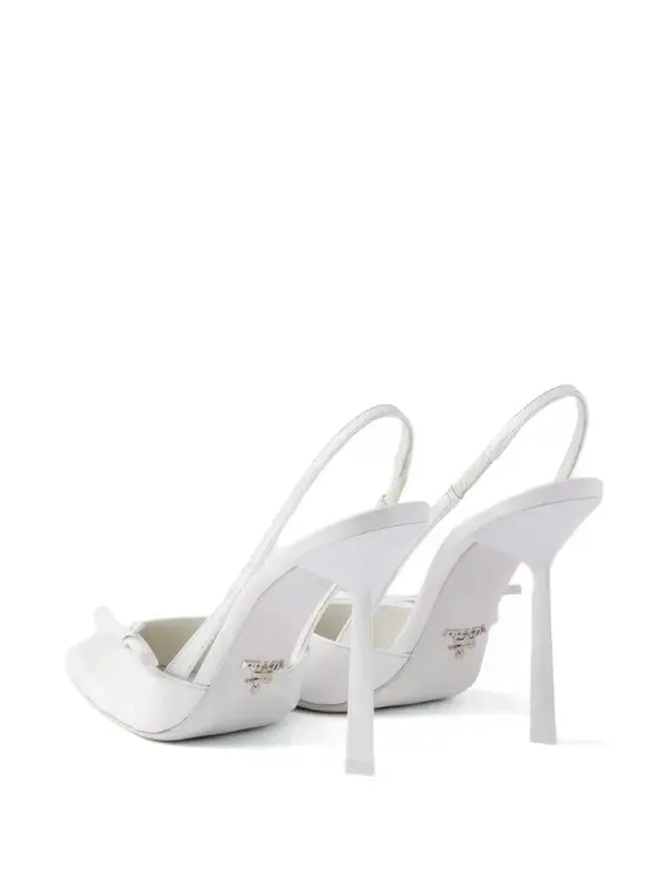 Prada Patent Leather Slingback Pumps With Bow Detailing