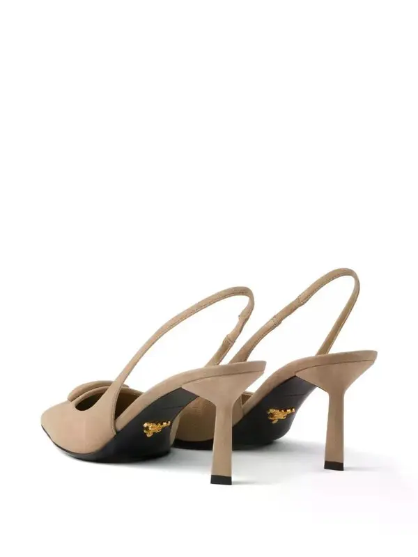 Prada Suede Slingback Pumps With Triangle Logo Detail