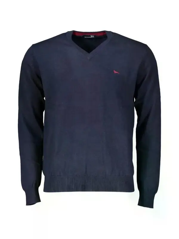 HARMONT & BLAINE Embroidered V-neck Sweater - Blue