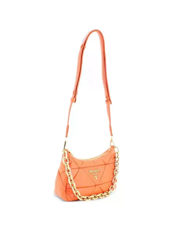 Prada Convertible Quilted Nappa Leather Shoulder Bag - Orange