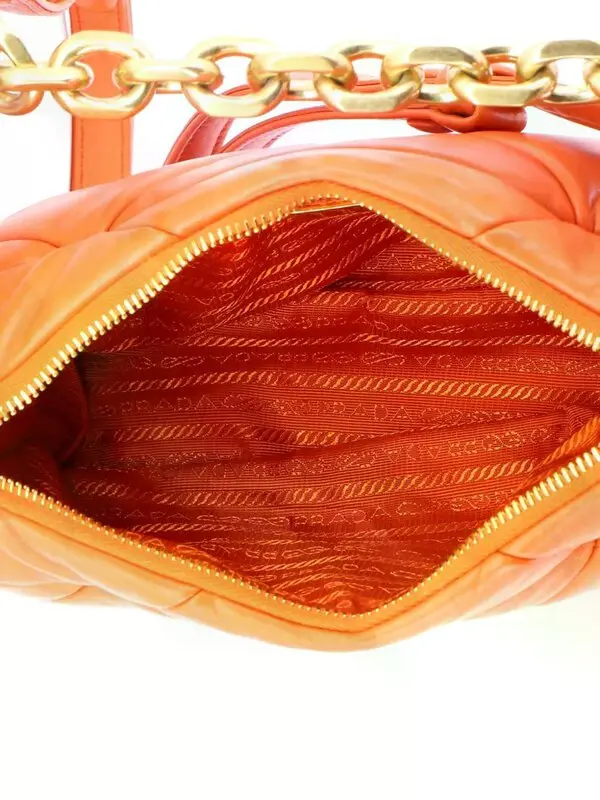 Prada Convertible Quilted Nappa Leather Shoulder Bag - Orange