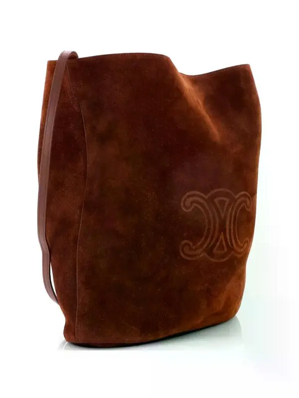 Celine Triomphe Embossed Suede Bucket Bag