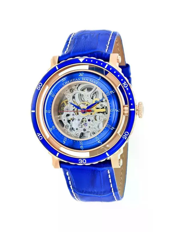 CHRISTIAN VAN SANT Dome Skeleton 21mm Watch With Crocodile-effect Strap - Blue