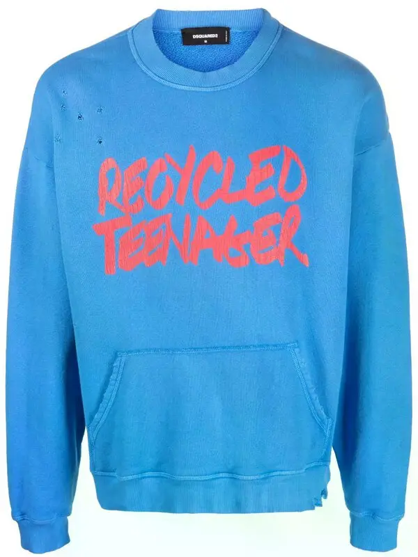 Dsquared2 Cotton Slogan Print Sweatshirt - Blue
