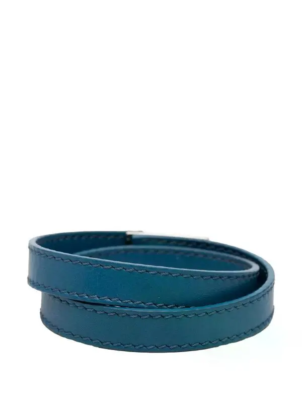 FERRAGAMO Leather Gancini Lock Double Wrap Bracelet