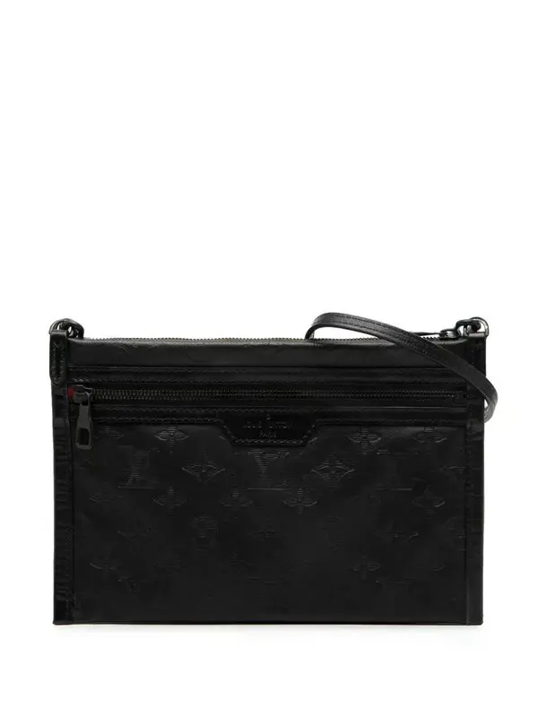 LOUIS VUITTON 2019 Monogram Shadow Double Flat Messenger Crossbody Bag - Green