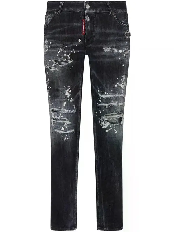 Dsquared2 Distressed Slim-leg Jeans - Black