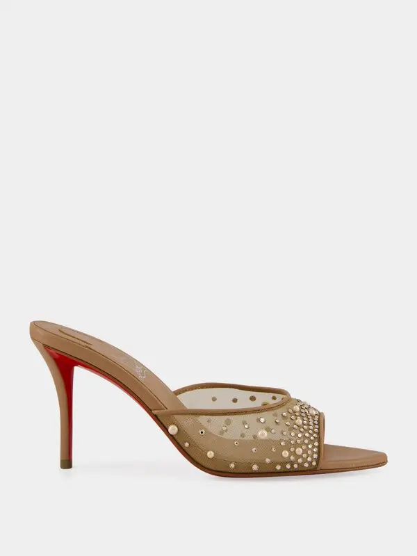 CHRISTIAN LOUBOUTIN Miss Z 80 Degrasstrass Perla Mule - Beige