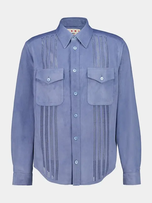 Marni Dusk Suede Cut-out Shirt - Blue